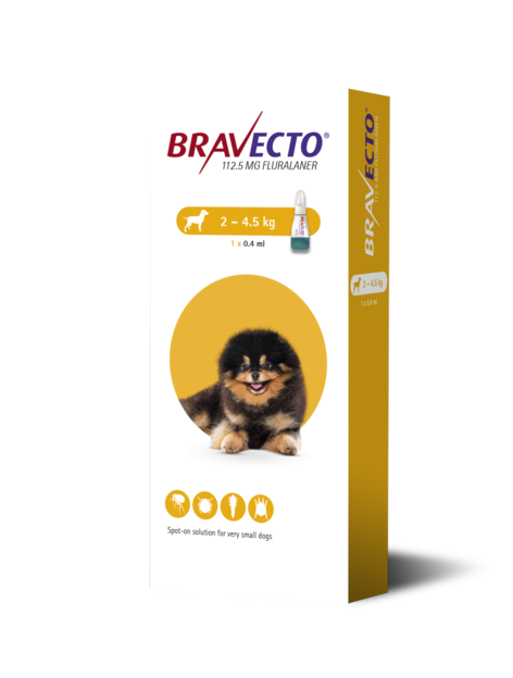 BRAVECTO 112,5 MG SOLUTION SPOT-ON POUR CHIENS DE TRES PETITE TAILLE (2-4,5KG) - MSD Santé ...